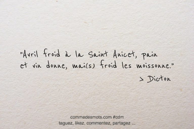 Avril froid à la Saint Anicet - Comme Des Mots