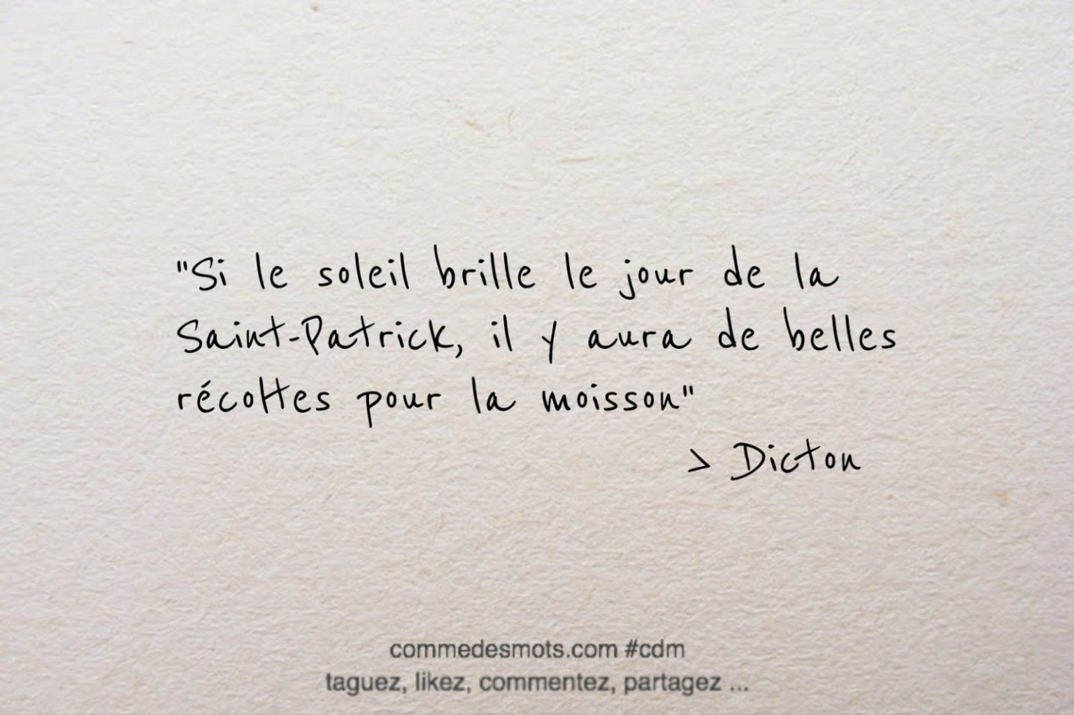 Si le soleil brille le jour de la Saint-Patrick - Comme Des Mots