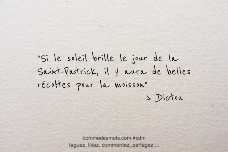 Si le soleil brille le jour de la Saint-Patrick - Comme Des Mots
